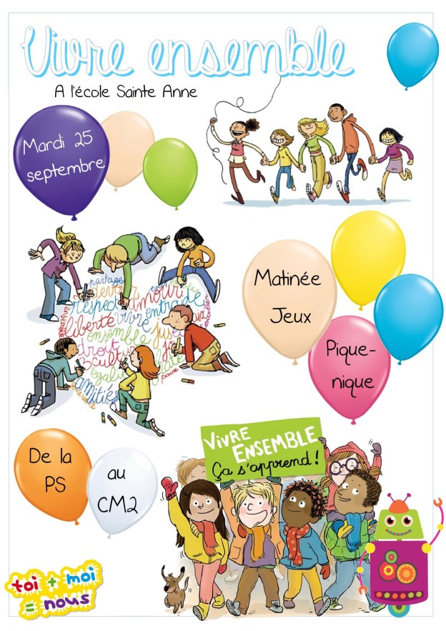 Affiche matinée vivre ensemble – Ecole Sainte Anne – Romagné